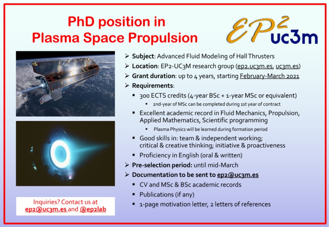 PhD Position Open @EP2 Lab – PhD in Aerospace Engineering UC3M